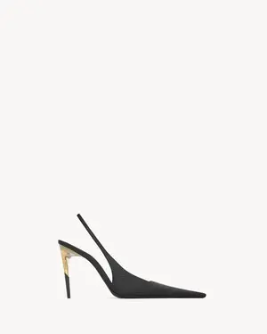 Saint Laurent Goya Slingback Pumps In Satin Crepe - Black