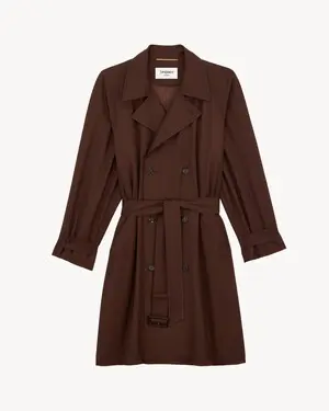 SAINT LAURENT Trench Coat In Wool Gabardine