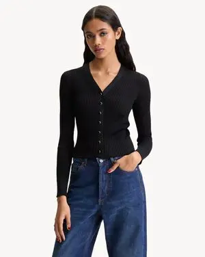 Saint Laurent Ribbed Knit Cardigan