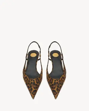 Saint Laurent Secret Slingback Pumps In Print Grosgrain - Leopard
