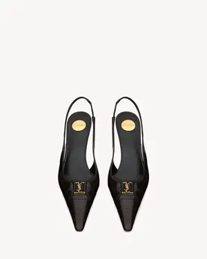 Saint Laurent Babylone Breteuil Slingback Pumps In Hagfish