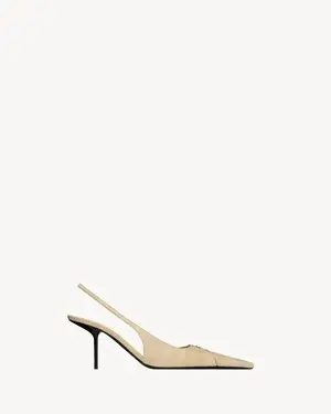 Saint Laurent Babylone Breteuil Slingback Pumps In Hagfish - Ivory