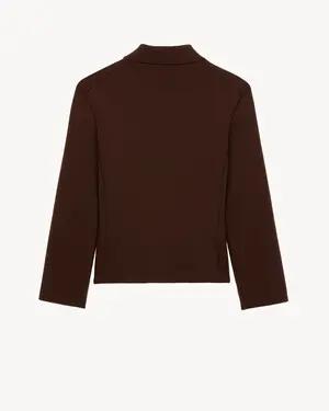 Saint Laurent Wool Polo Cardigan With Cassandre Medallion Buttons - Ebene