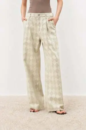 FABRIQUE Fabrique Xuhui Argyle Wide Leg Jeans