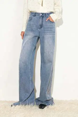Fabrique Mia Ombré Crystal Embellished Cotton Denim Jeans