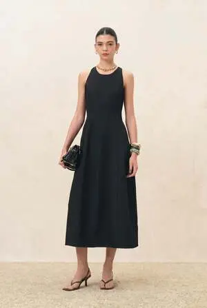 Fabrique Lina Waist Cinched Bubble Hem Dress - Black