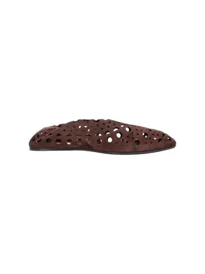 Alaïa Vienne Perforated Suede Flats - Brown