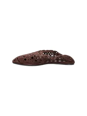 Alaïa Vienne Perforated Suede Flats - Brown