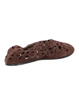 Alaïa Vienne Perforated Suede Flats - Brown