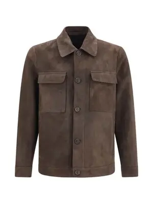 SALVATORE SANTORO Button-front Suede Jacket