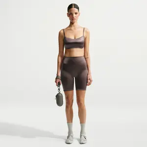 Nike Skims Satin Shine 7" Bonded Biker Shorts - Brown