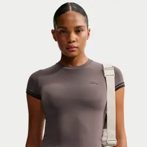 Nike Skims Stretch Knit Cropped Crew-neck Top - Brown