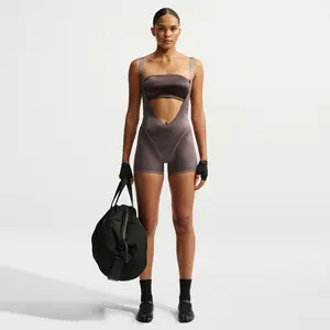 Nike Skims Satin Shine Suspender 3" Shorts - Brown