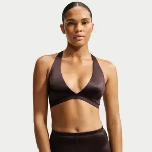 Nike Skims Satin Shine Halter Bra - Brown