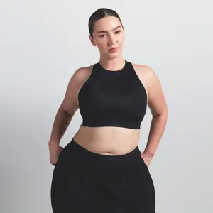 Nike Skims Satin Shine High-neck Bra - Black