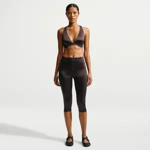 Nike Skims Satin Shine High-waisted 17" Leggings With Drawcord - Brown