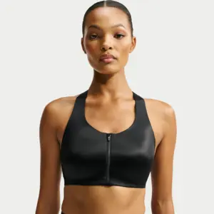 Nike Skims Satin Shine Front-zip Bra - Black