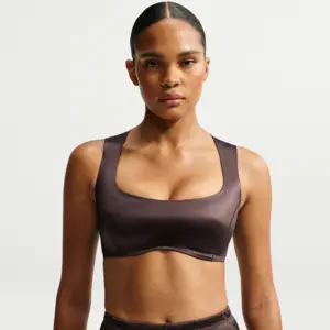Nike Skims Satin Shine Open-scoop Bra - Brown