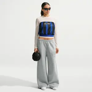 Nike Studio Fleece Medium Weight Mid-rise Wide-leg Pants - Grey