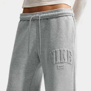 Nike Studio Fleece Medium Weight Mid-rise Wide-leg Pants - Grey