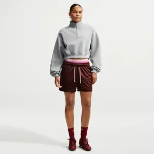 Nike Studio Fleece Medium Weight Oversized 1/4-zip Cropped Top - Grey
