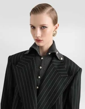 Dolce & Gabbana Double-breasted Jacket In Pinstripe Wool