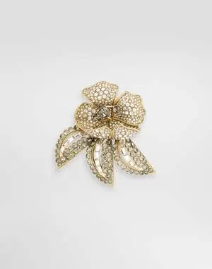 Dolce & Gabbana Flower Brooch With Rhinestones