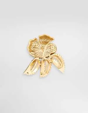 Dolce & Gabbana Flower Brooch With Rhinestones