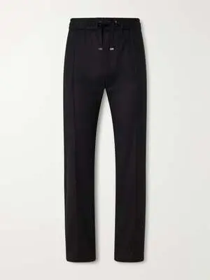 Dolce & Gabbana Sartoriale Straight-leg Pleated Wool-blend Trousers - Black