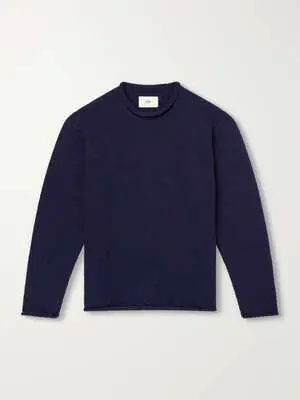 Folk Slouch Wool-blend Sweater - Navy