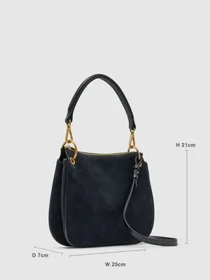 REISS Colette Suede Crossbody Bag - Navy