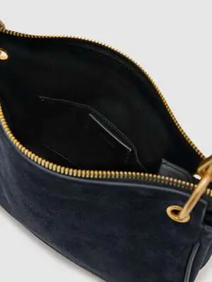 REISS Colette Suede Crossbody Bag - Navy