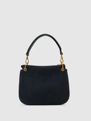 REISS Colette Suede Crossbody Bag - Navy