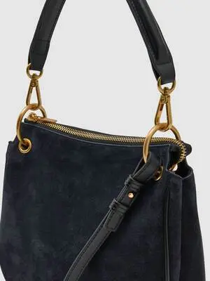 REISS Colette Suede Crossbody Bag - Navy