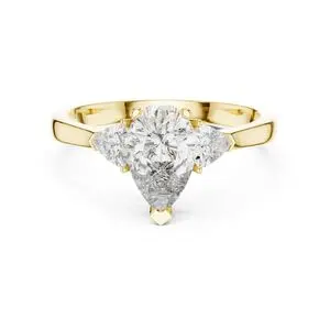 AYA FINE JEWELRY 1 Carat Pear Lab Grown Diamond Three Stone Engagement Ring In 14k Gold - Yellow