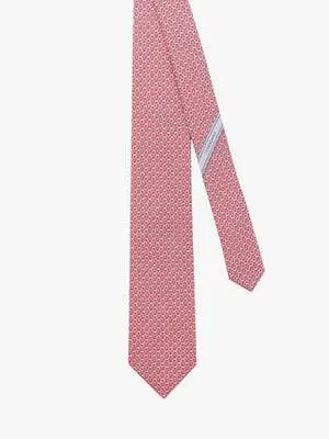 FERRAGAMO Silk Tie With Intreccio Print - Red