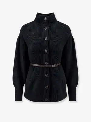Brunello Cucinelli Wool, Cashmere And Silk Blend Cardigan - Black