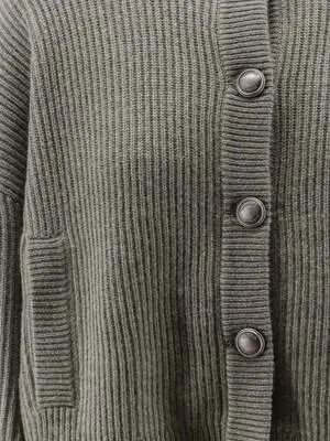 Brunello Cucinelli Ribbed High Neck Cashmere Cardigan