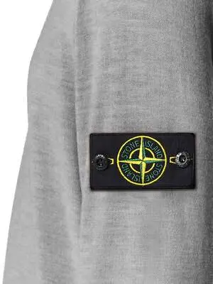 Stone Island Virgin Wool Crewneck Sweater With Logo Patch - Grey