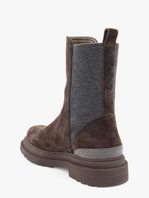 Brunello Cucinelli Suede Boots With Monili Details