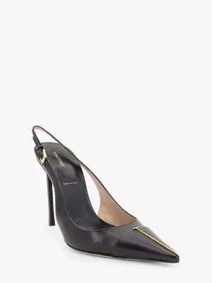 TOM FORD Leather Pumps With Metal T Logo Detail