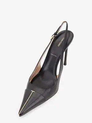 TOM FORD Leather Pumps With Metal T Logo Detail