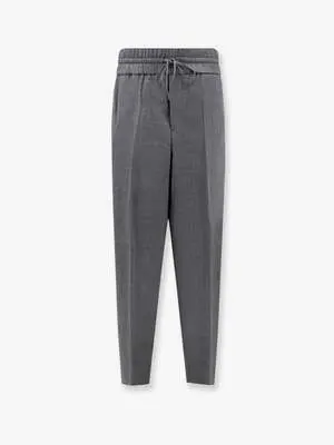 AMI Paris Virgin Wool Trousers With Elastic Waistband And Drawstring