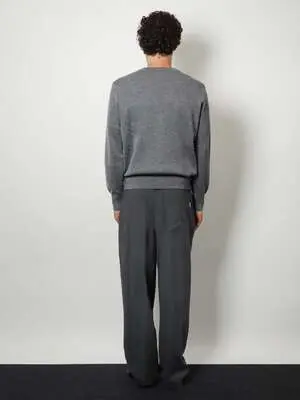 AMI Paris Virgin Wool Trousers With Elastic Waistband And Drawstring - Grey