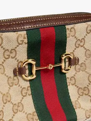 Gucci Camera Bag Gg Fabric Crossbody Bag With Metal Horsebit