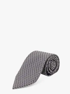 TOM FORD Silk Tie With Geometric Pattern - Black