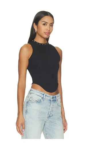 Miaou Ribbed Tank Top - Black