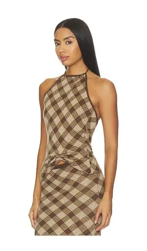 AYA MUSE Kae Top In Brown - Plaid Brown