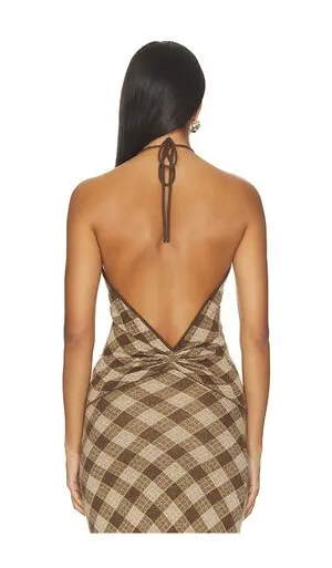 AYA MUSE Kae Top In Brown - Plaid Brown