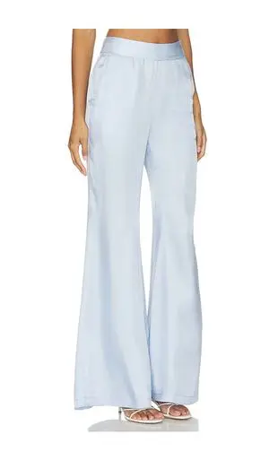 FLEUR DU MAL Luxe Twill Flare Pant In Baby Blue